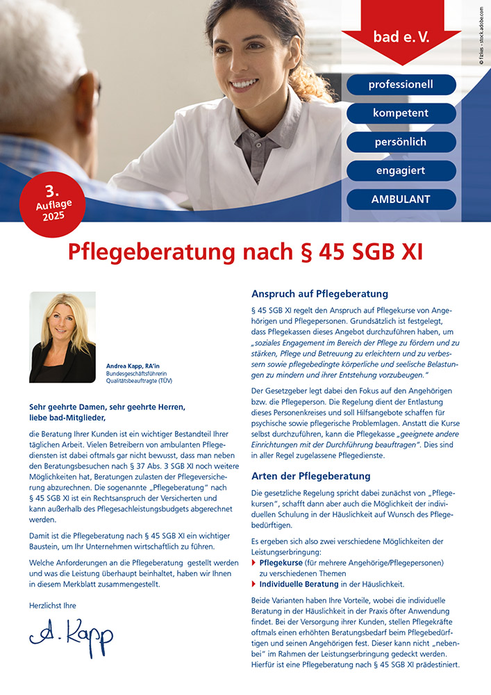 Pflegeberatung nach § 45 SGB XI • bad e.V.