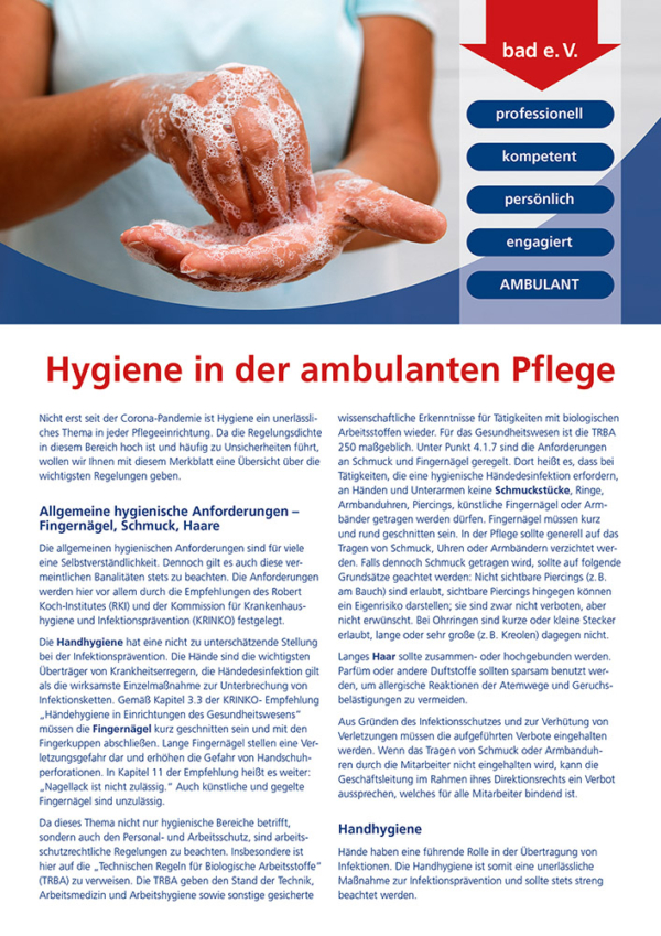 Hygiene in der ambulanten Pflege • bad e.V.